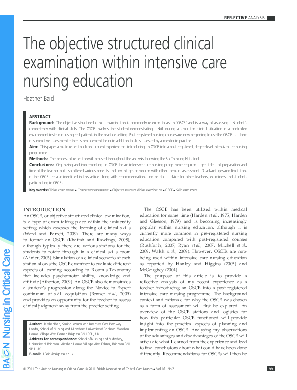 (PDF) The objective structured clinical examination within intensive ...