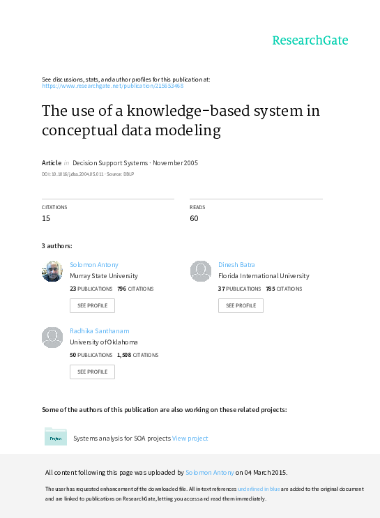 (PDF) The use of a knowledge-based system in conceptual data modeling