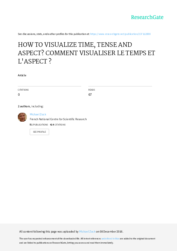 (PDF) How to Visualize Time, Tense and Aspect? Comment Visualiser Le ...