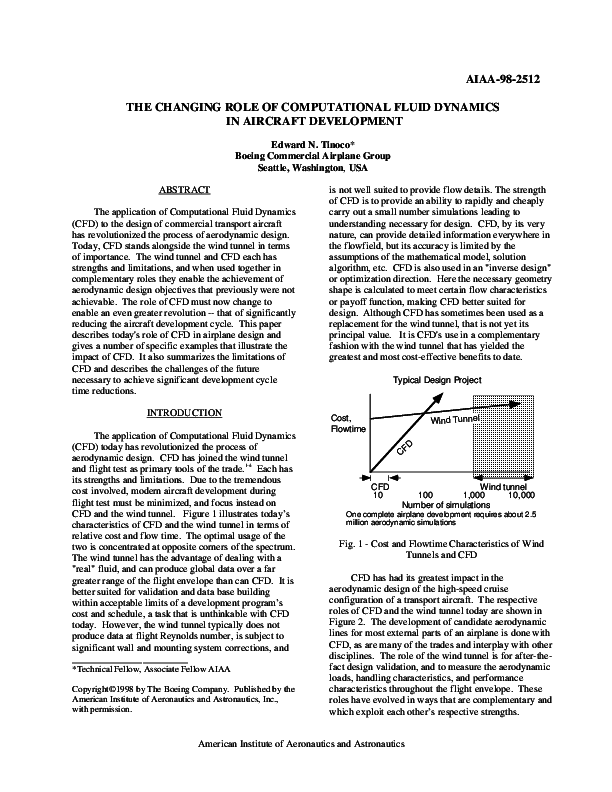 (PDF) The role of computational fluid dynamics (CFD) in aircraft design