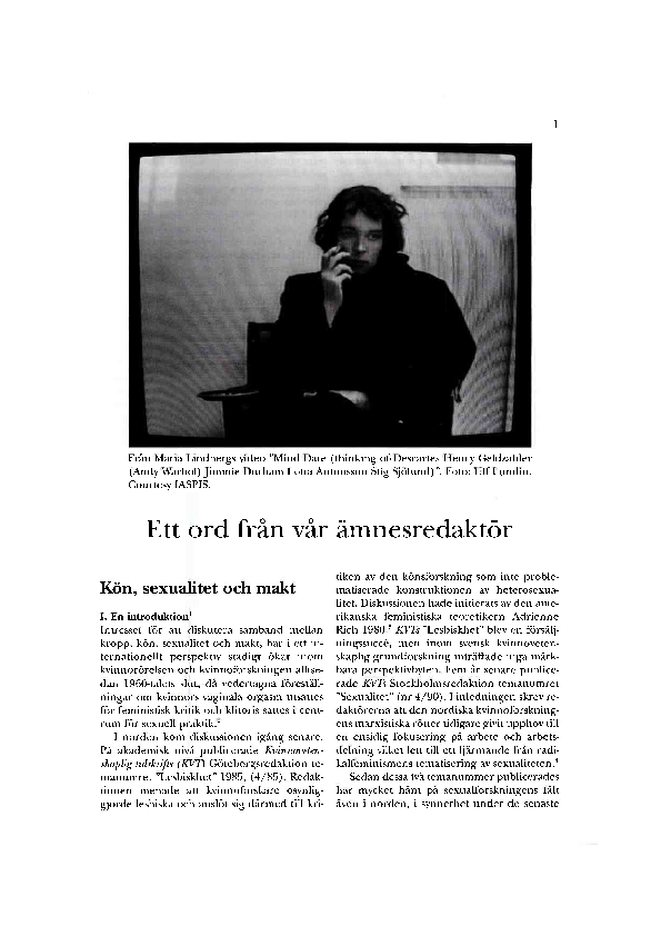 (PDF) Ett ord från vår ämnesredaktör: Kön, sexualitet och makt | Pia ...