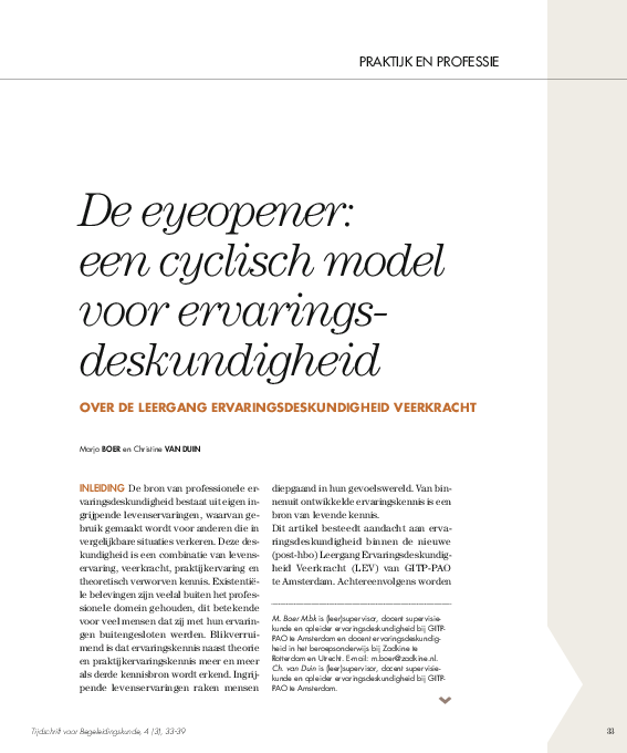 (PDF) De eyeopener: een cyclisch model voor ervarings- deskundigheid