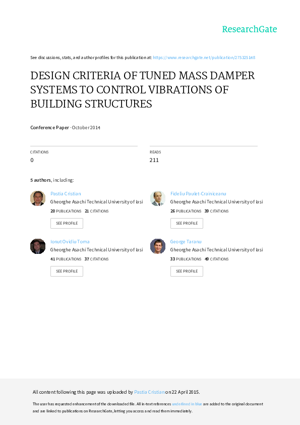 (PDF) Design Criteria of Tuned Mass Damper Systems to Control ...