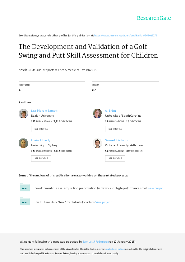 (PDF) The development and validation of a golf swing and putt skill ...