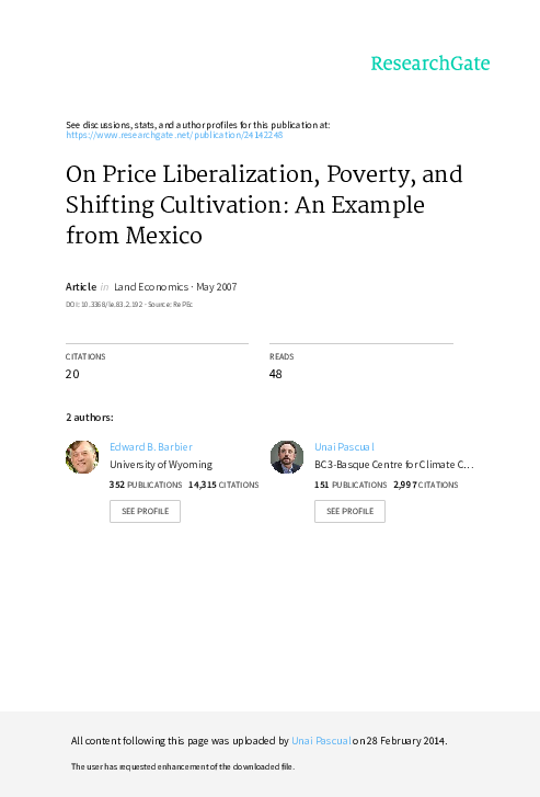 (PDF) On price liberalization, poverty, and shifting cultivation: An ...