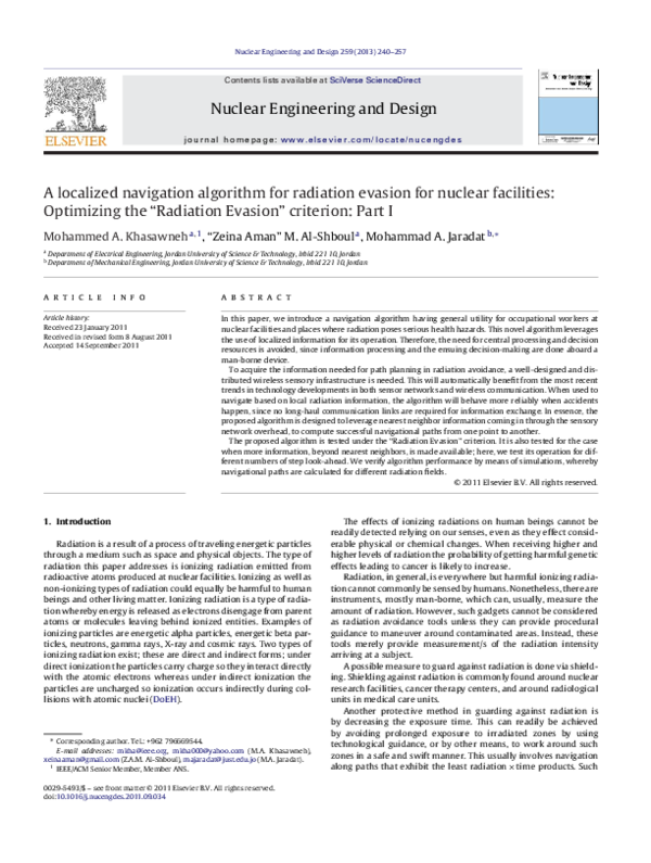 (PDF) A localized navigation algorithm for Radiation Evasion for nuclear facilities. Part II ...