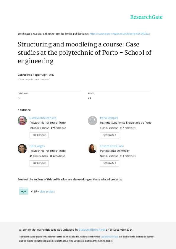 (PDF) Structuring and moodleing a course: Case studies at the polytechnic of Porto-School of ...