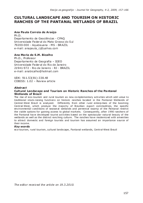 (PDF) CULTURAL LANDSCAPE AND TOURISM ON HISTORIC RANCHES OF THE ...