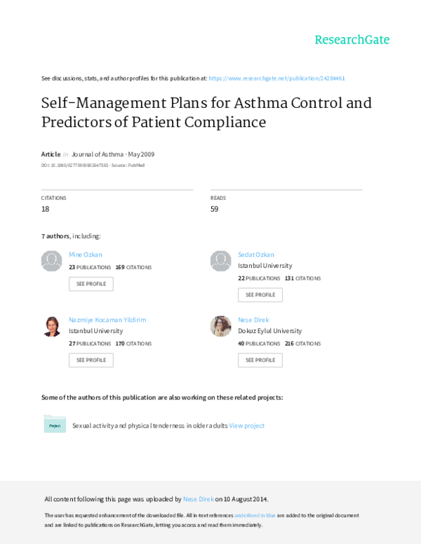(PDF) Self-management plans for asthma control and predictors of patient compliance
