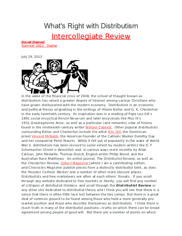 (DOC) What's Right with Distributism