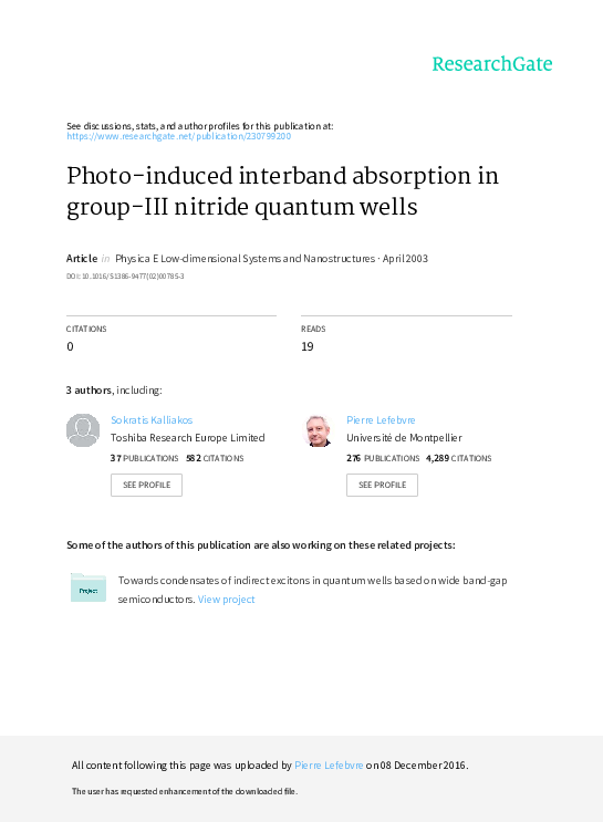 (PDF) Photo-induced interband absorption in group-III nitride quantum wells