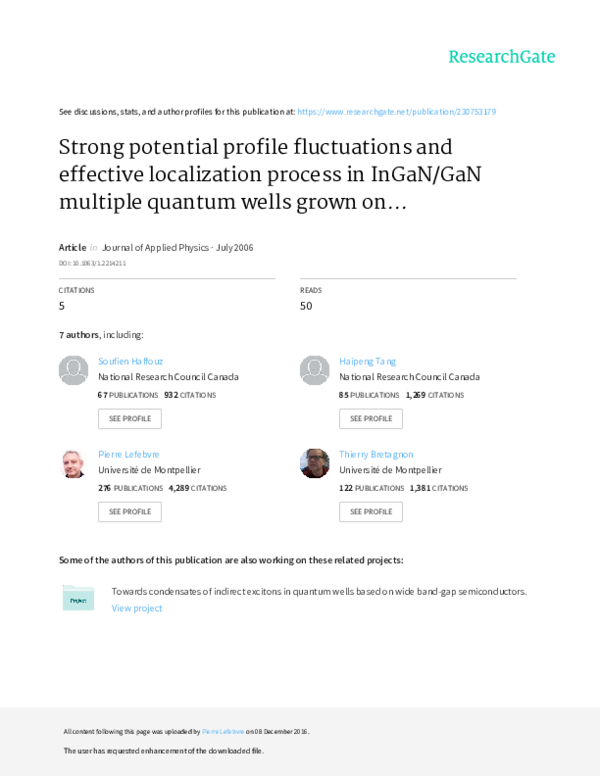(PDF) Strong potential profile fluctuations and effective localization ...
