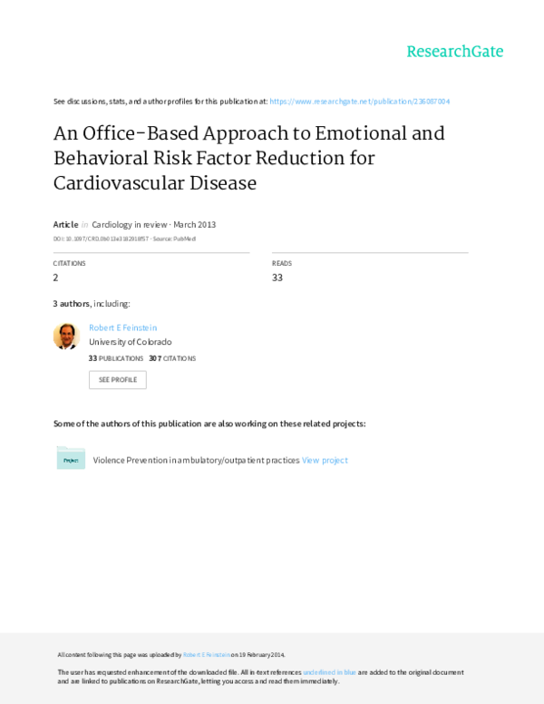 (PDF) An Office-Based Approach to Emotional and Behavioral Risk Factor ...