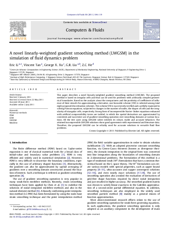 (PDF) A novel linearly-weighted gradient smoothing method (LWGSM) in the simulation of fluid ...