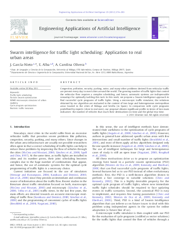 (PDF) Swarm intelligence for traffic light scheduling: Application to real urban areas