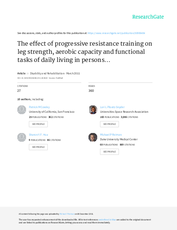 (PDF) The effect of progressive resistance training on leg strength ...