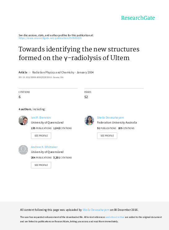 (PDF) Towards identifying the new structures formed on the γ-radiolysis ...
