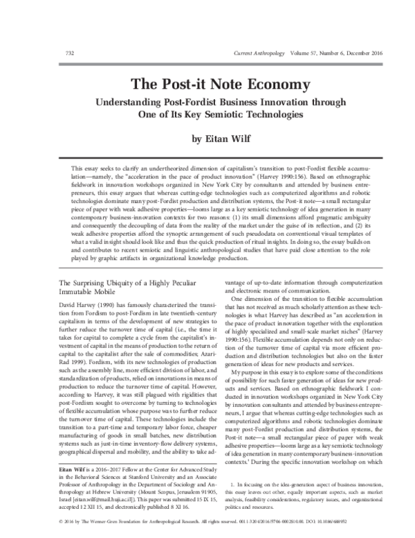 (PDF) The Post-it Note Economy: Understanding Post-Fordist Business ...