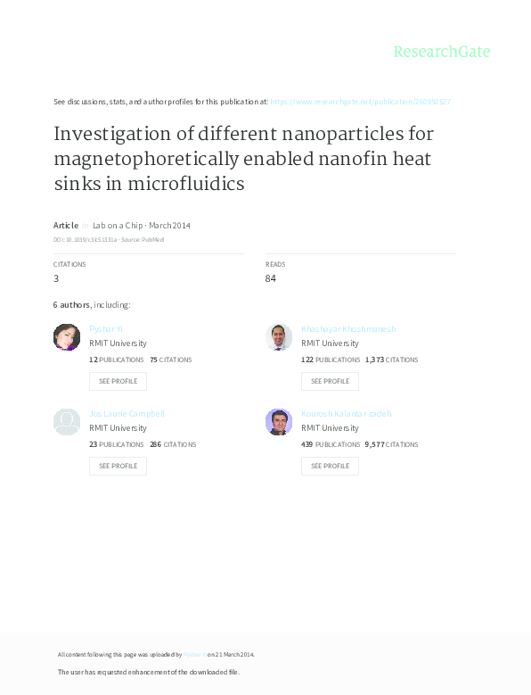 (PDF) Investigation of different nanoparticles for magnetophoretically ...