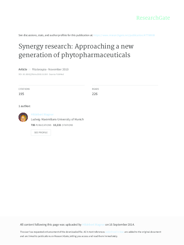 (PDF) Synergy research: approaching a new generation of ...
