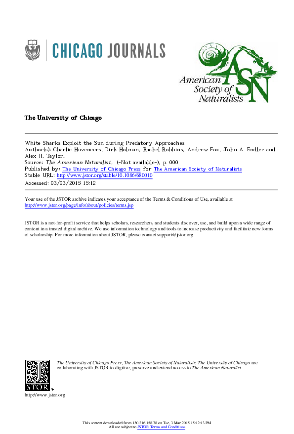 (PDF) White Sharks Exploit the Sun during Predatory Approaches