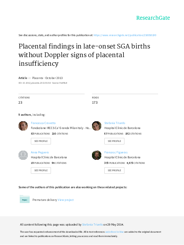 (PDF) Placental findings in late-onset SGA births without Doppler signs ...