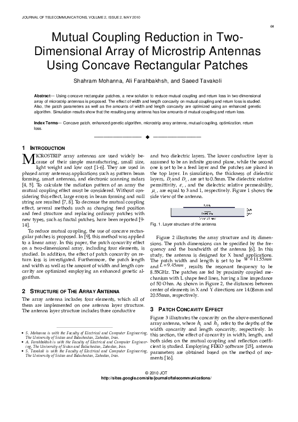 Pdf Mutual Coupling Reduction In Two Dimensional Array Of Microstrip