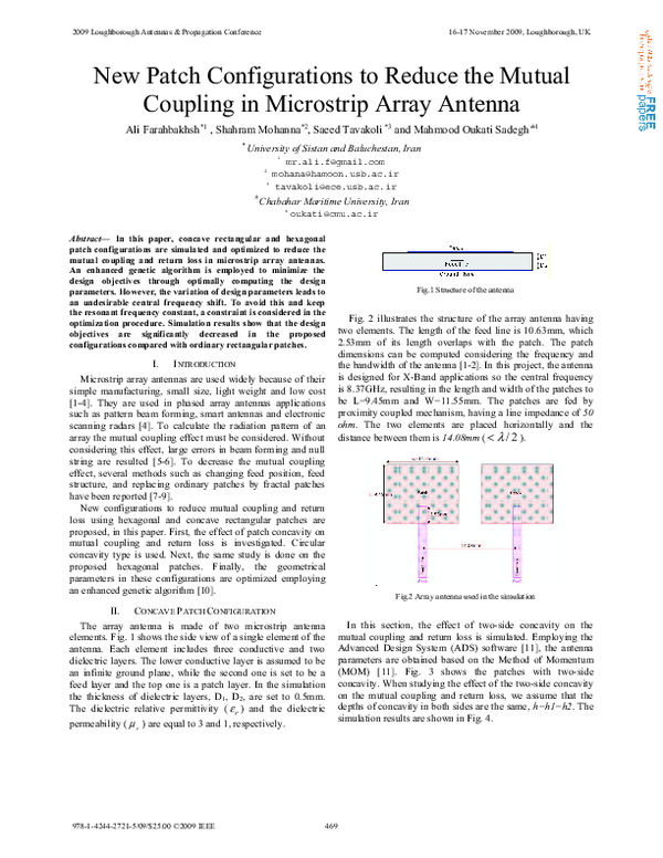 (PDF) New patch configurations to reduce the mutual coupling in microstrip array antenna