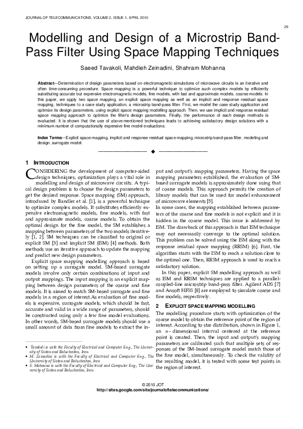 (PDF) Modelling and design of a microstrip band-pass filter using space mapping techniques