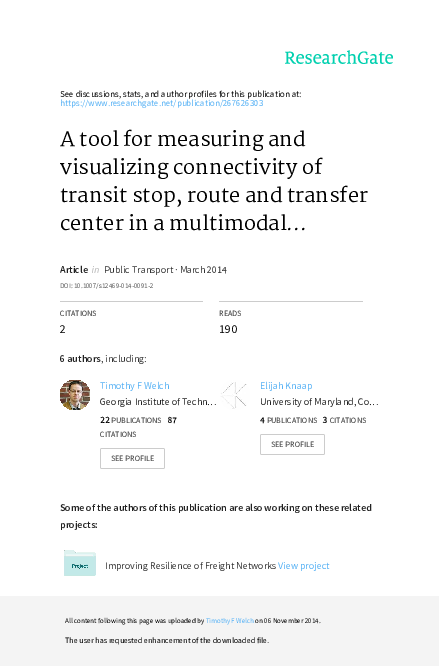 (PDF) A tool for measuring and visualizing connectivity of transit stop ...