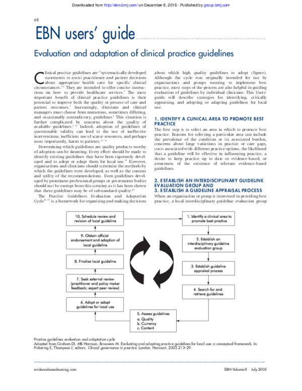 (PDF) Evaluation and adaptation of clinical practice guidelines