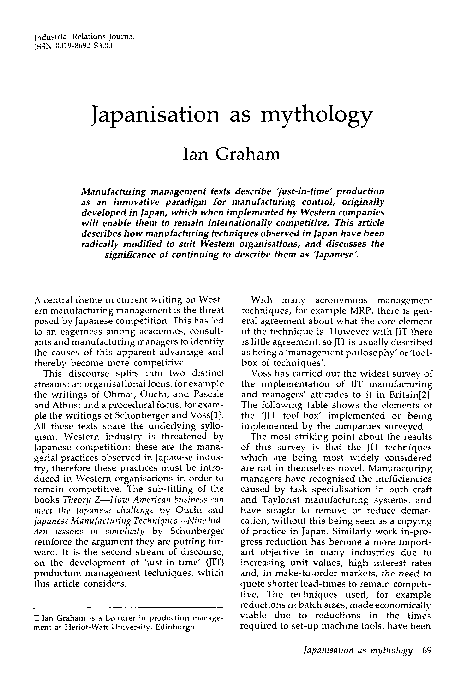 (PDF) Japanisation as mythology