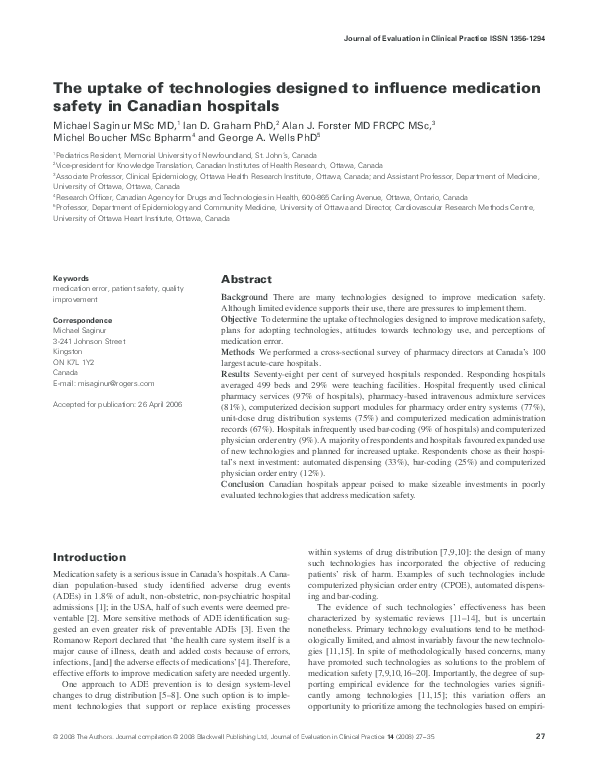 (PDF) The uptake of technologies designed to influence medication ...