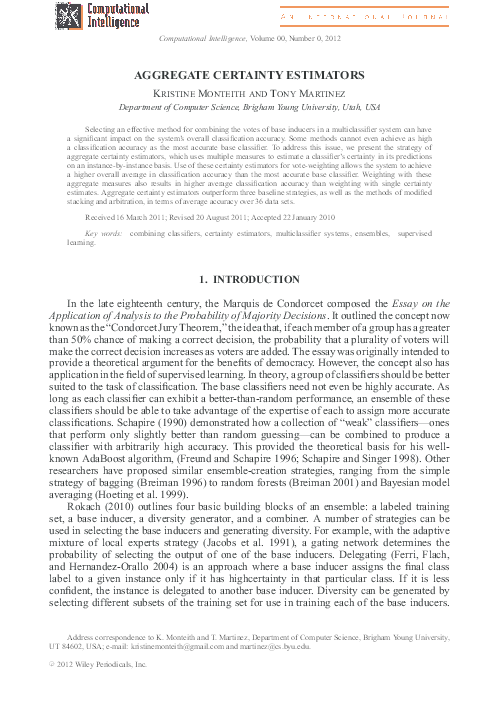 (PDF) Aggregate Certainty Estimators