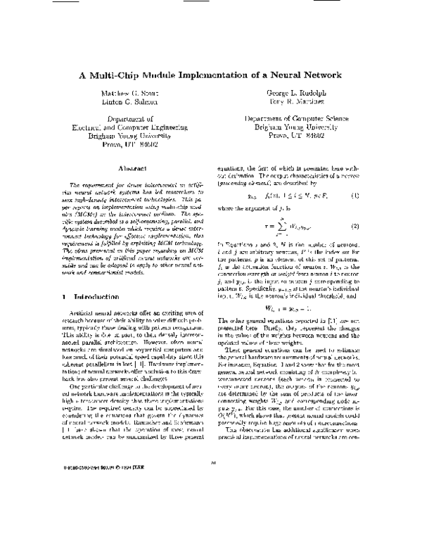 (PDF) A multi-chip module implementation of a neural network
