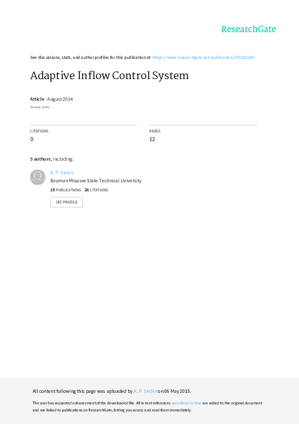 (PDF) Adaptive Inflow Control System