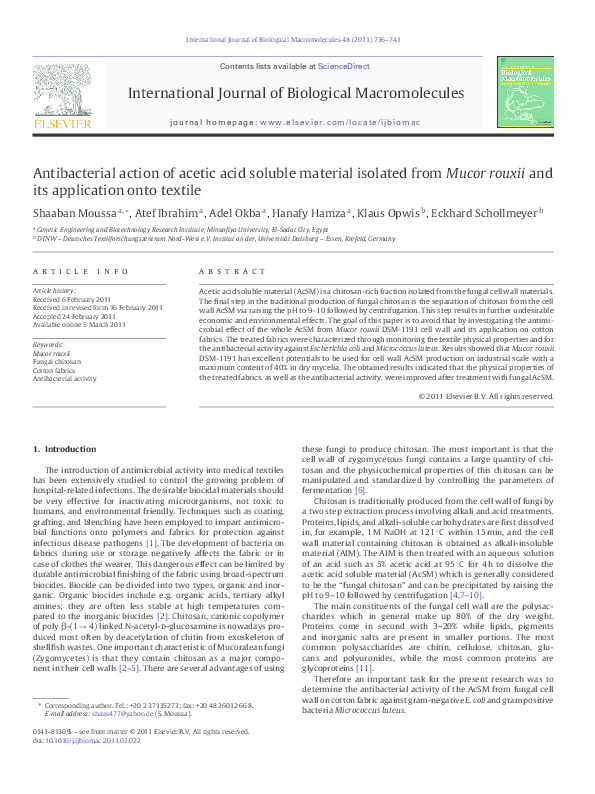 (PDF) Antibacterial action of acetic acid soluble material isolated ...