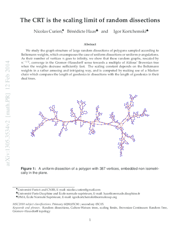 (PDF) The CRT is the scaling limit of random dissections