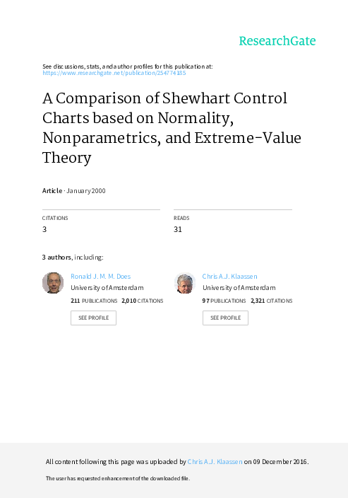 (PDF) A Comparison of Shewhart Control Charts based on Normality ...