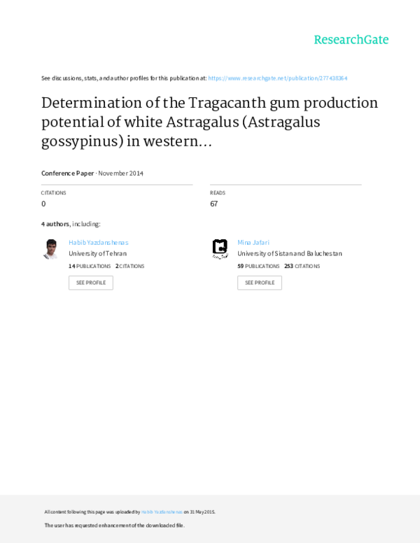(PDF) Determination of the Tragacanth gum production potential of white ...