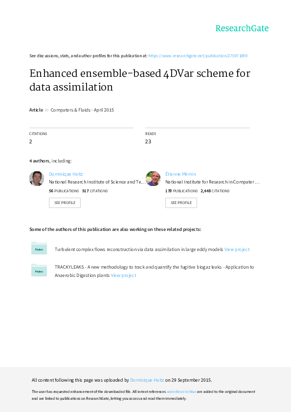 Pdf Enhanced Ensemble Based 4dvar Scheme For Data Assimilation