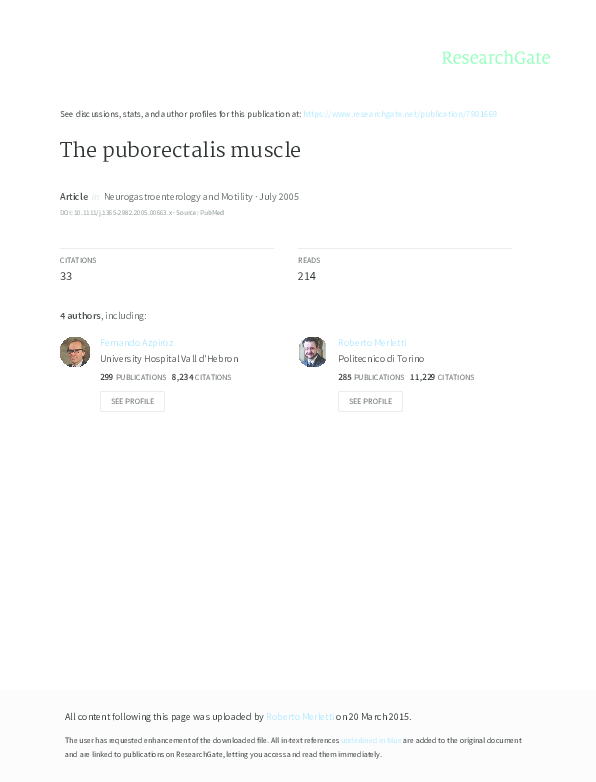 (PDF) The puborectalis muscle