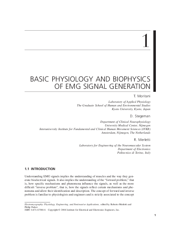 (PDF) Basic Physiology and Biophysics of EMG Signal Generation