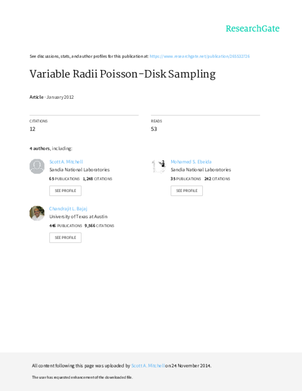 (PDF) Variable Radii Poisson-Disk Sampling