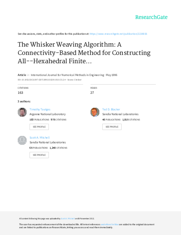 (PDF) The Whisker Weaving Algorithm: A Connectivity-Based Method for Constructing All-Hexahedral ...