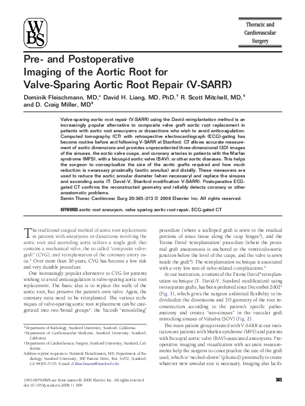 (PDF) Pre- and postoperative imaging of the aortic root for valve ...