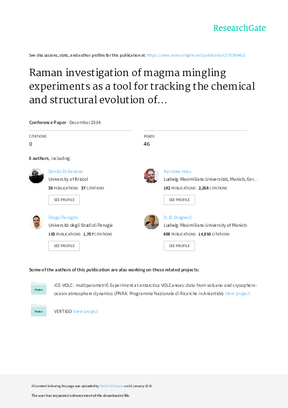 (PDF) Raman investigation of magma mingling experiments as a tool for ...