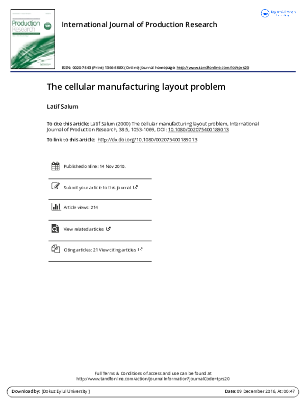(PDF) The cellular manufacturing layout problem