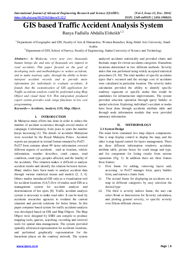 (PDF) GIS based Traffic Accident Analysis System