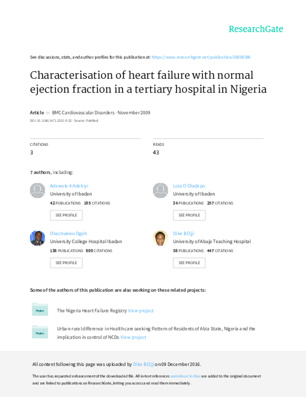 (PDF) Characterisation of heart failure with normal ejection fraction ...
